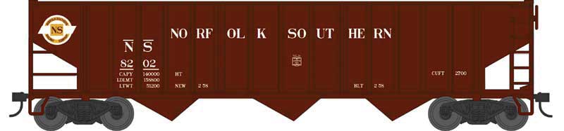 Bowser 43475 HO Scale 70 Ton 14 Panel 3 Bay Hopper Norfolk Southern NS ...