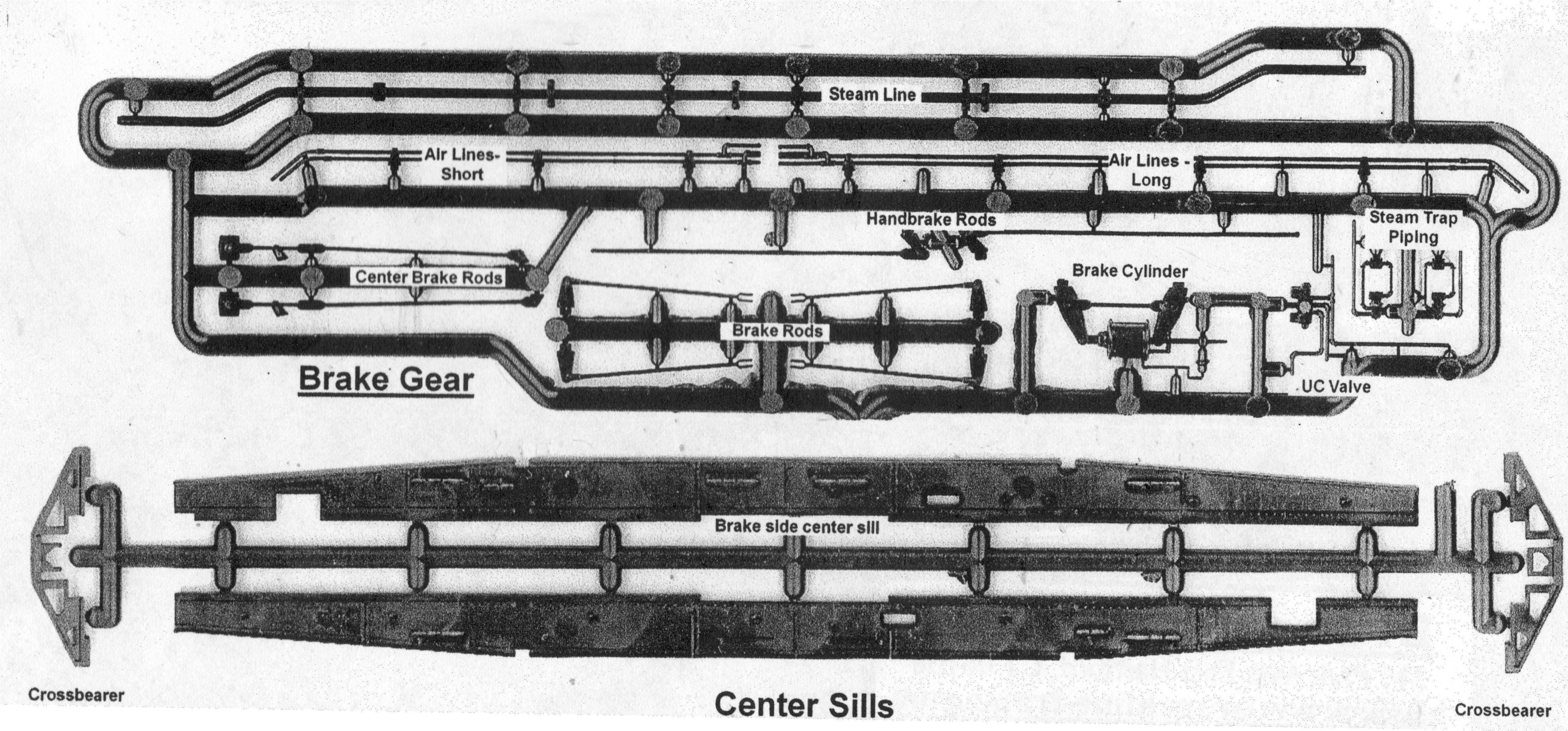 Branchline Trains 151003 HO Scale 80' Coach Center Sill with Brake Par ...