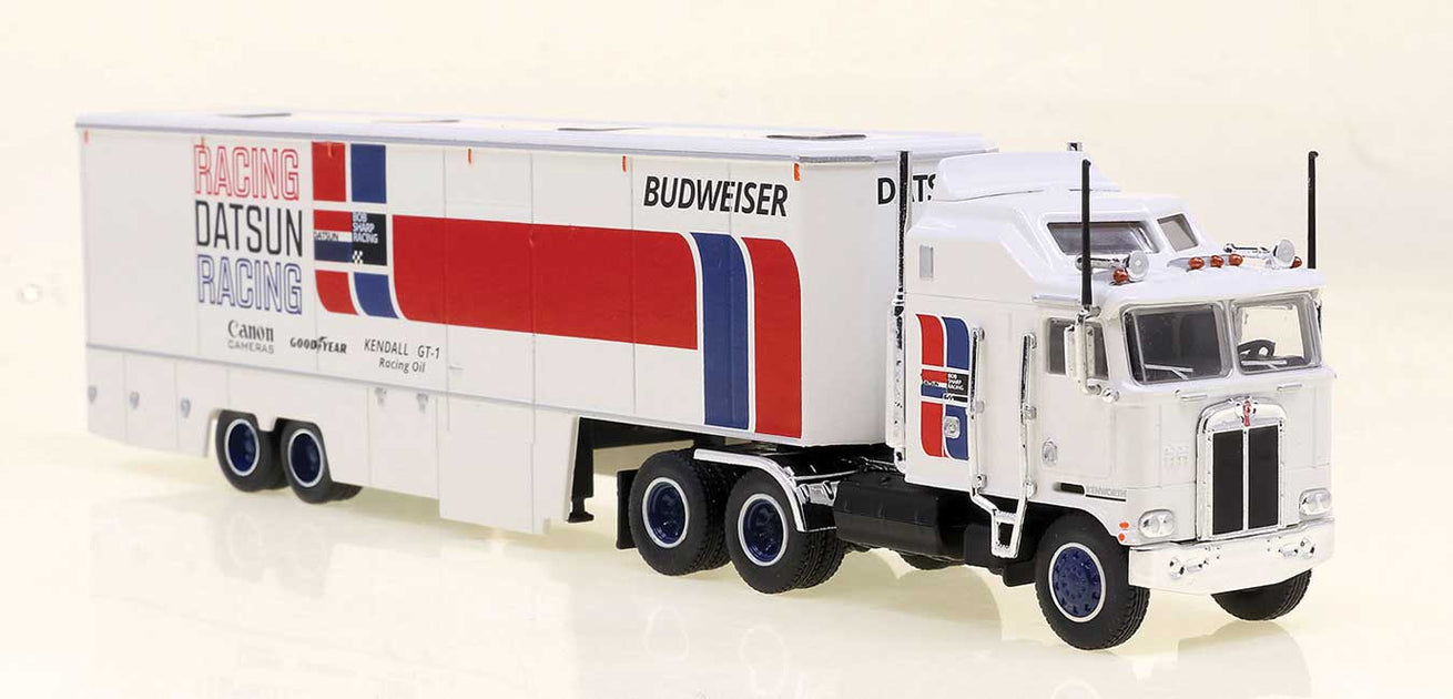 Brekina 85740 HO Scale Kenworth K100 with Race Trailer - Datsun Racing ...