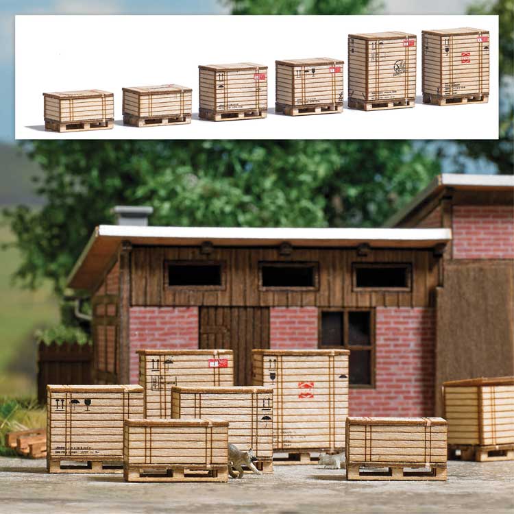 Busch 1811 HO Scale Wood Pallets and Crates — White Rose Hobbies