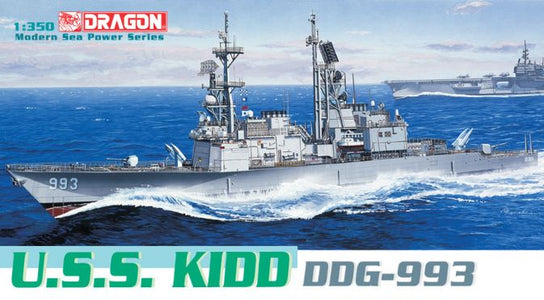 Dragon Models 1014 1/350 U.S.S. Kidd DDG-993 Destroyer Model Ship Kit ...