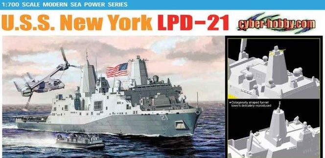 Dragon Models/Cyber-Hobby 7110 1/700 USS New York LPD-21 Model Ship Ki ...