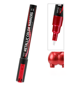 DSPIAE MKA-01 Super Metallic Red Dual Tip Acrylic Paint Marker — White ...