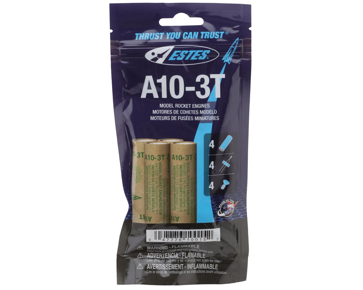 Estes 10015 A10-3T Bagged Rocket Engines with Starters and Plugs (4 Pa ...