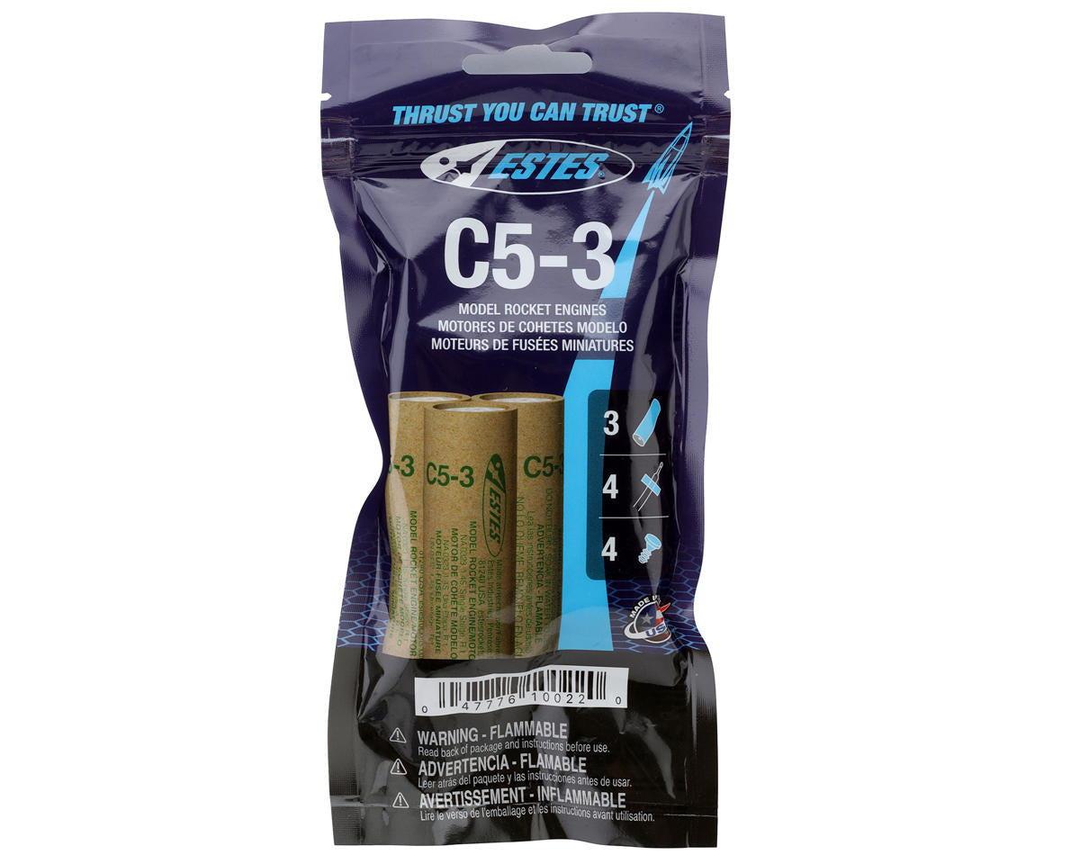 Estes 10022 C5-3 Bagged Rocket Engines with Starters and Plugs (3 Pack ...