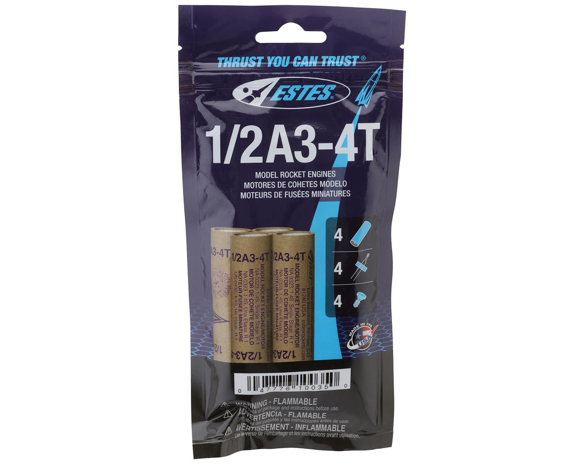 Estes 10035 1/2A3-4T Bagged Rocket Engines with Starters and Plugs (4 ...