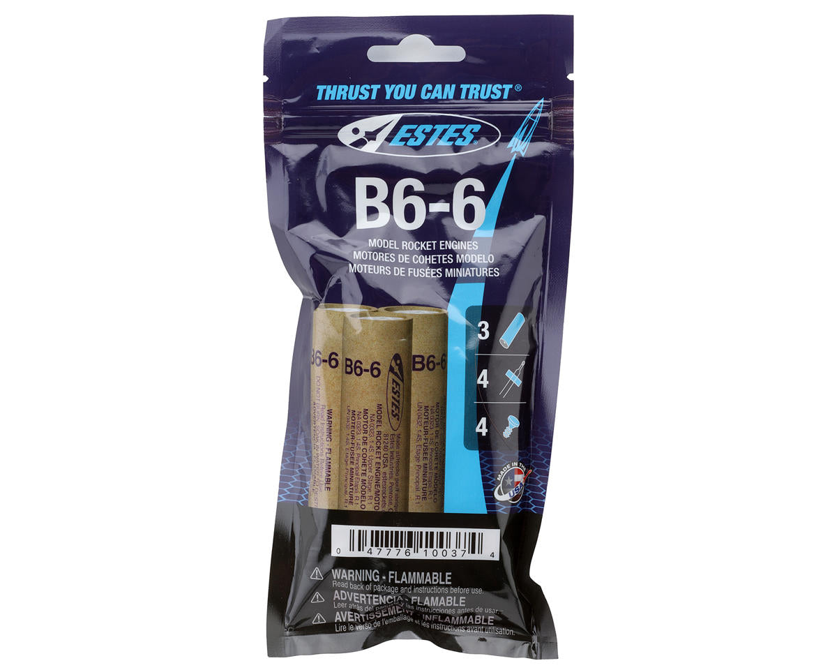 Estes 10037 B6-6 Bagged Rocket Engines with Starters and Plugs (3 Pack ...