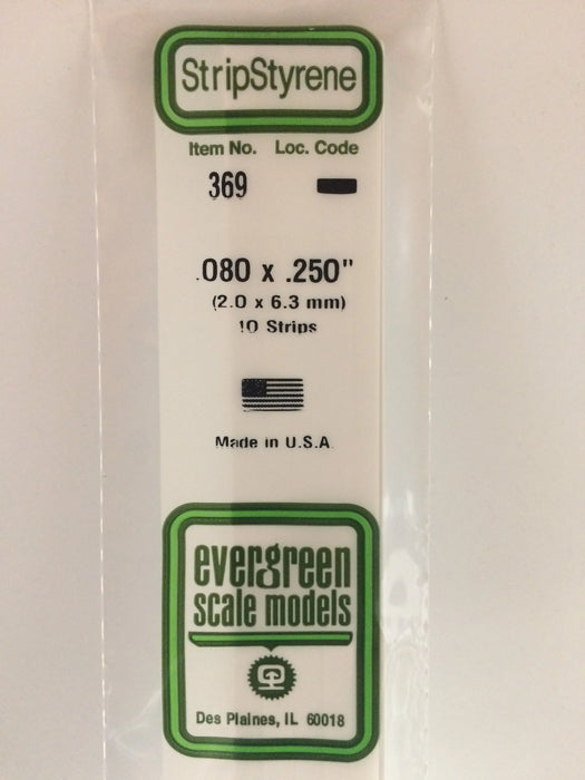 Evergreen Scale Models 369 24" Strip Styrene Pack, .080x.250 (10 Pack ...