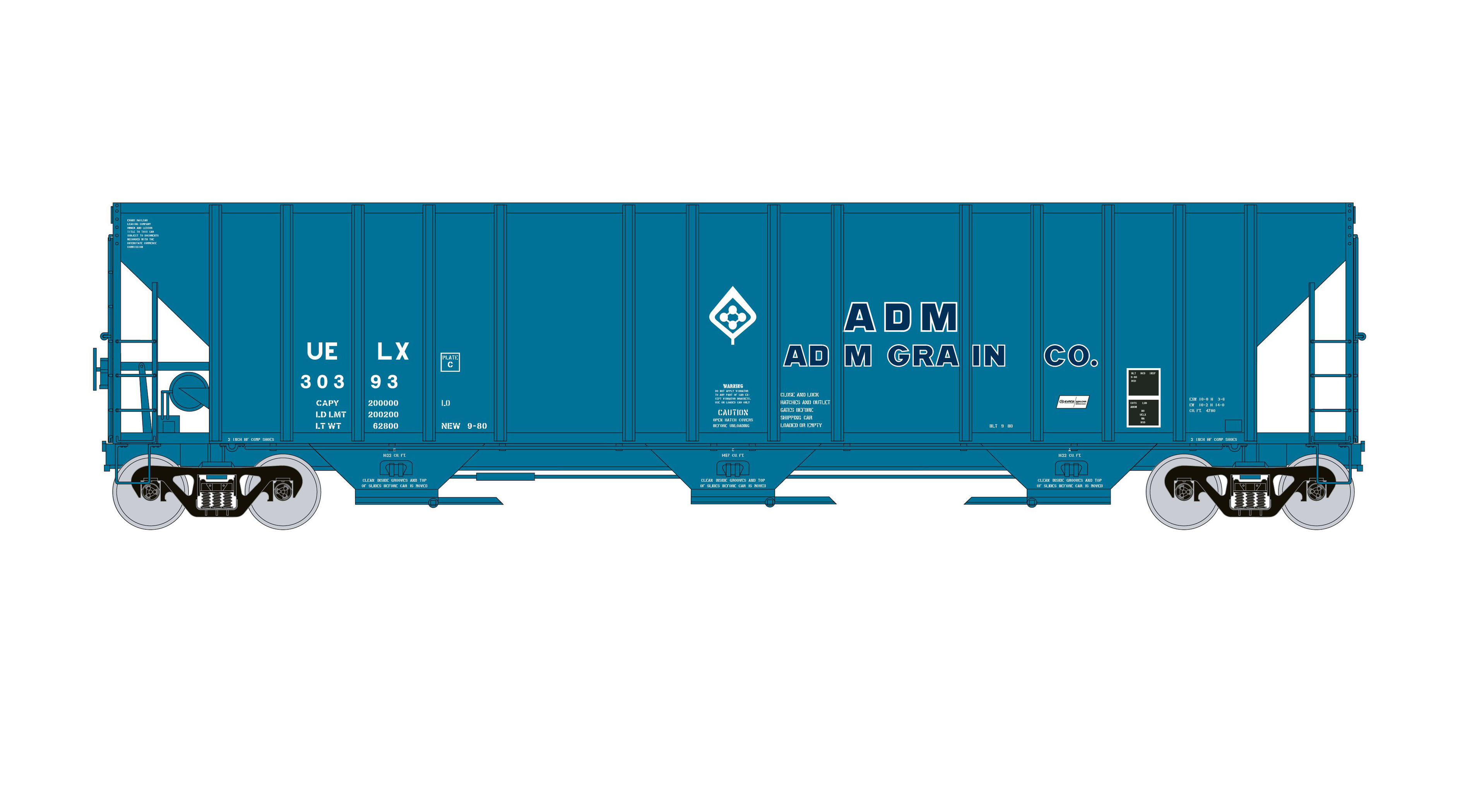 Exactrail Evolution EE1724-1 HO Scale Evans 4780 Covered Hopper UELX 3 ...