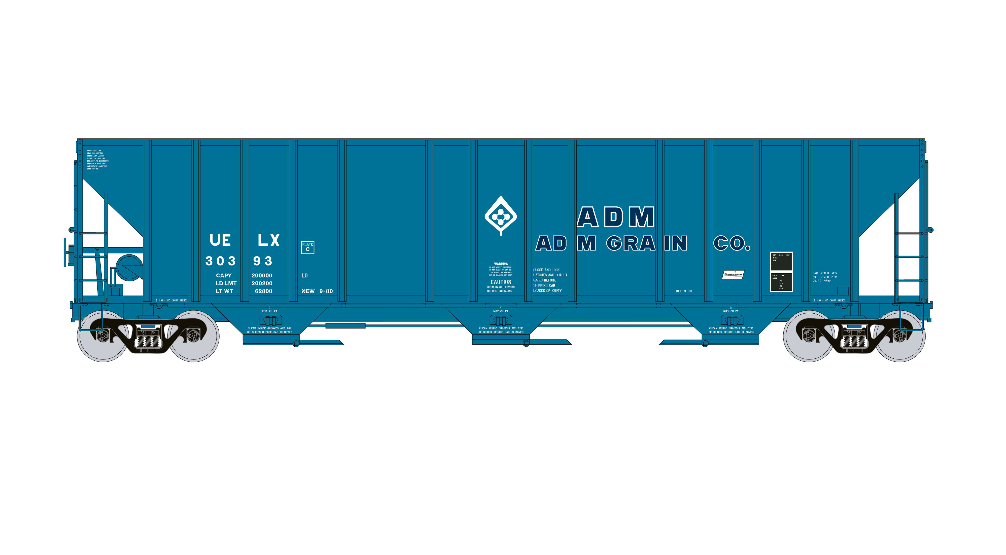 Exactrail Evolution EE1724-1 HO Scale Evans 4780 Covered Hopper UELX 3 — White Rose Hobbies