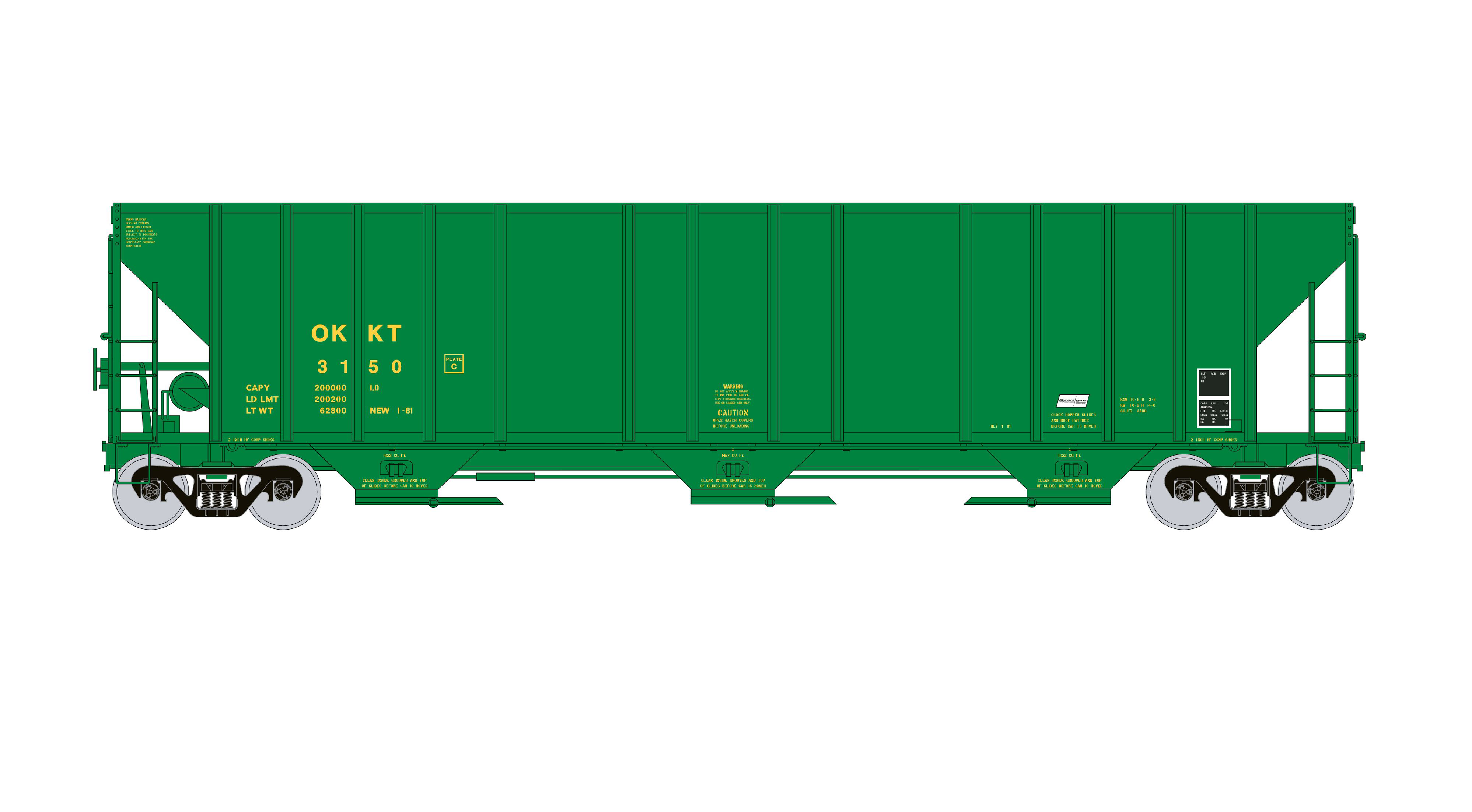 Exactrail Evolution EE1726-5 HO Scale Evans 4780 Covered Hopper OKKT 3 ...