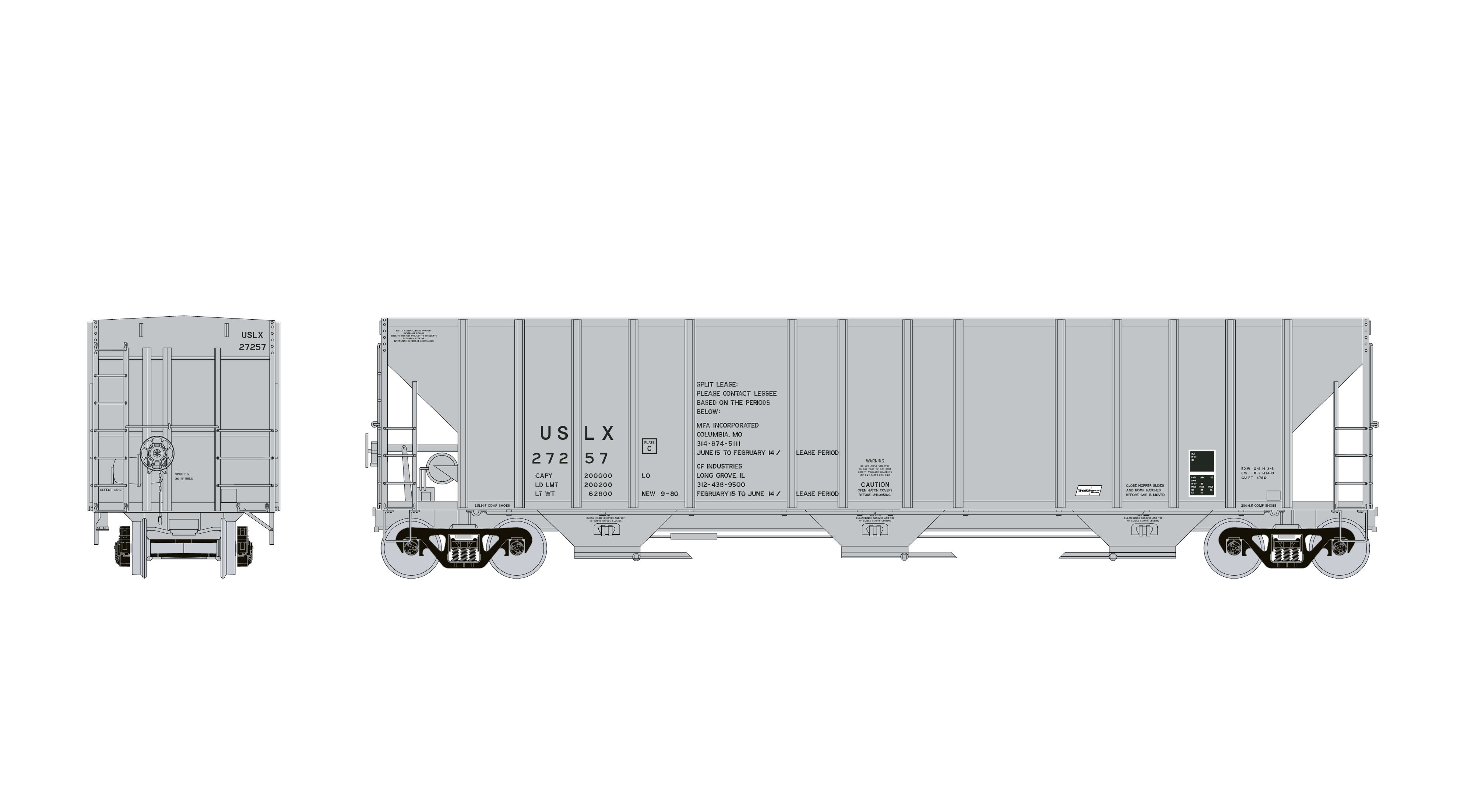 Exactrail Evolution EE1727-1 HO Scale Evans 4780 Covered Hopper USLX 2 ...