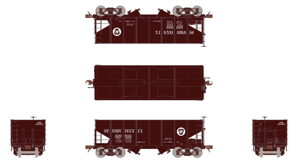 Fox Valley Models 15025 HO Scale USRA 55-Ton 2-Bay Open Hopper Pennsyl ...