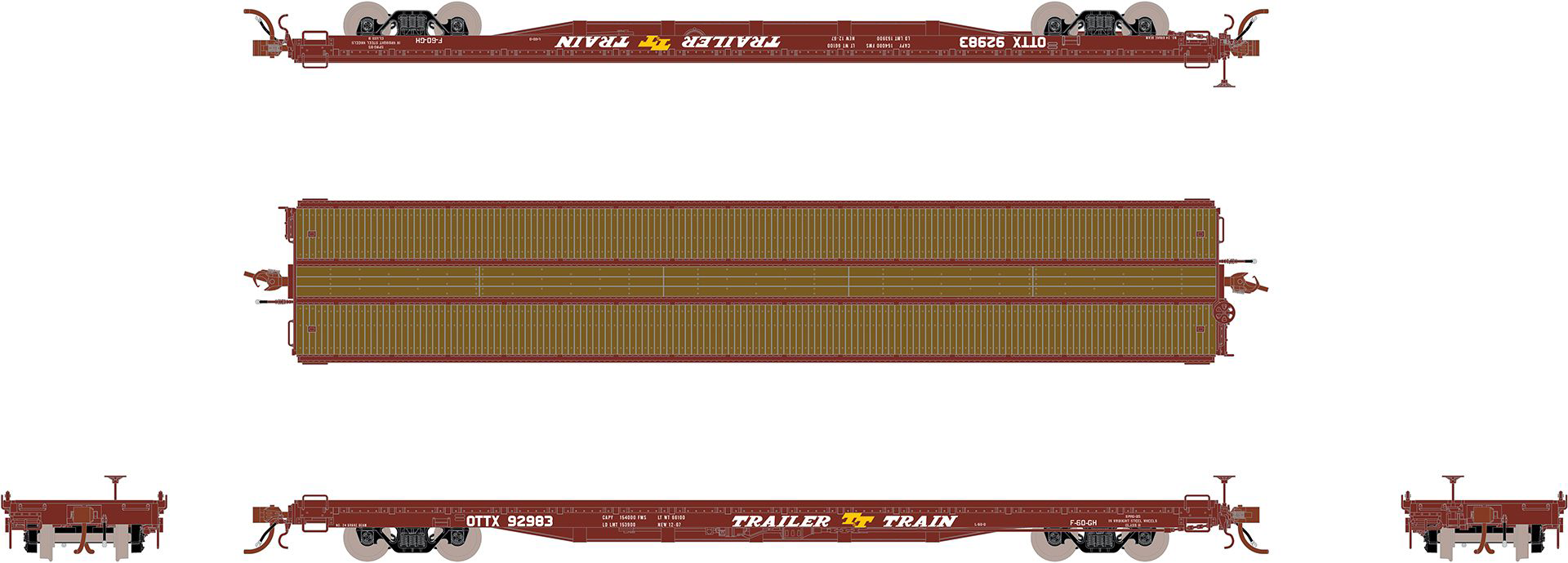 Fox Valley Models 15066 HO Scale 60' P-S F60GH Flatcar Trailer Train O — White Rose Hobbies