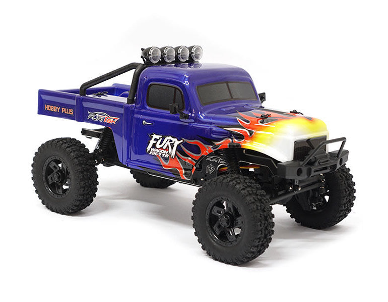 Furitek FX118 Blue with Flames Fury Wagon 1/18 RTR Brushless Rock Craw ...