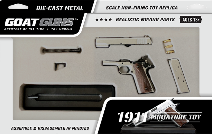 Goat Guns 1:2.5 Scale 1911 Diecast Gun Model - Silver — White Rose Hobbies