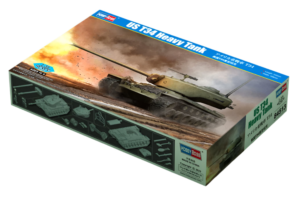 Hobby Boss 84513 1/35 US T34 Heavy Tank Model Kit — White Rose Hobbies