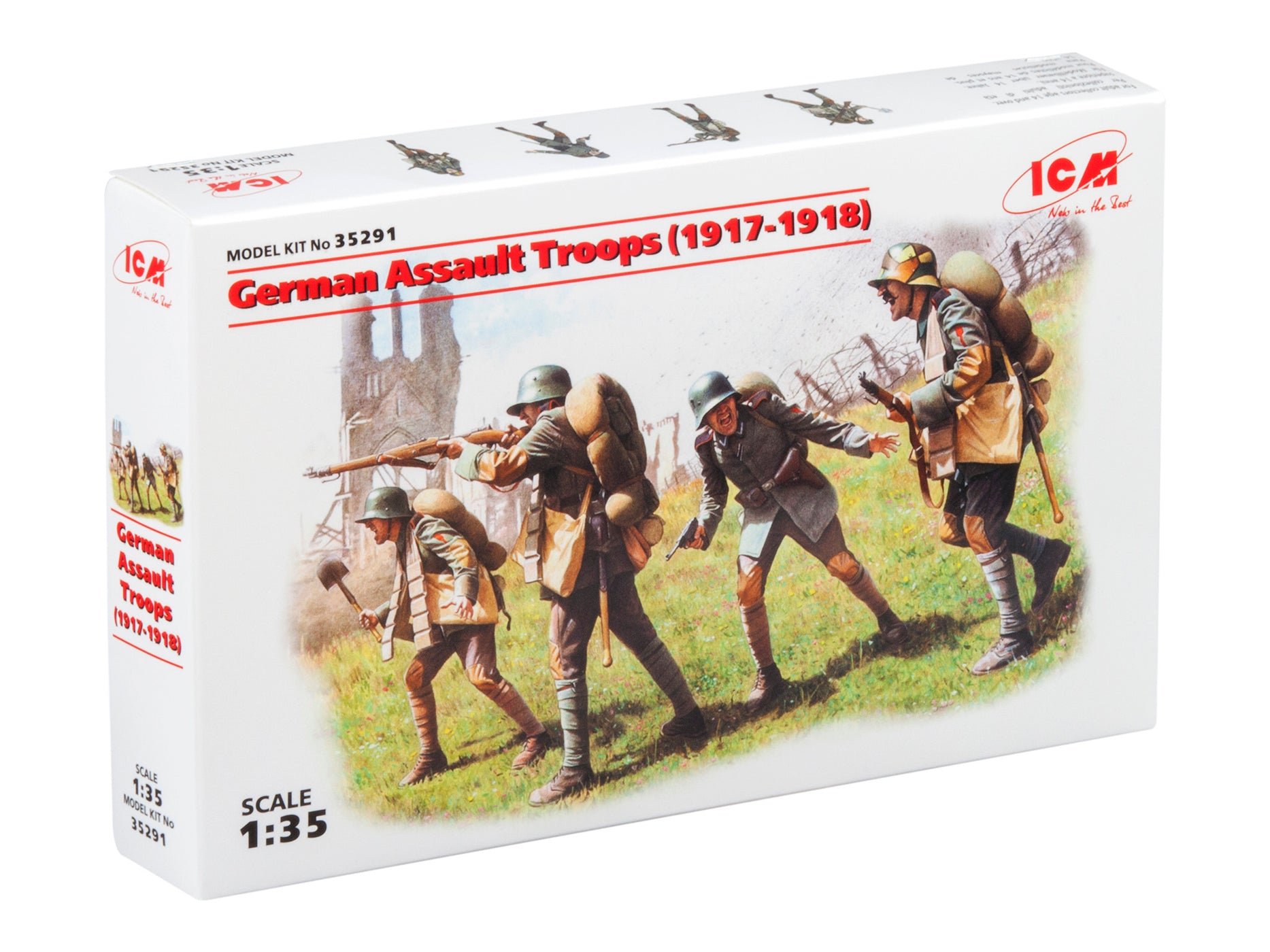 ICM Models 35291 1/35 WWI German Assault Troops (1917-1918) Figures Mo ...