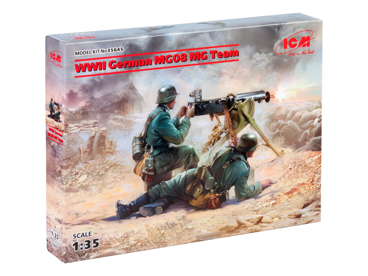 ICM Models 35645 1/35 WWII German MG08 Machine Gun Team Figures Model ...