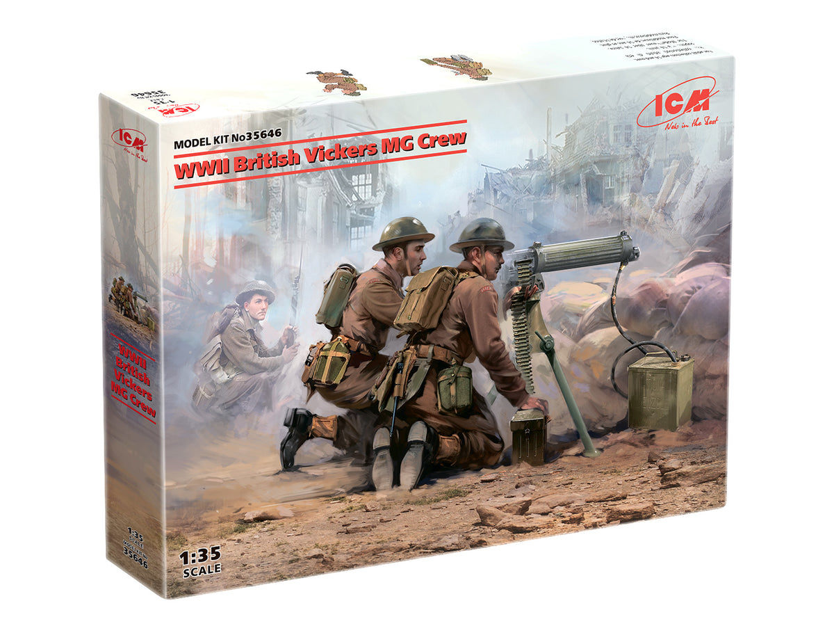 ICM Models 35646 1/35 WWII British Vickers Machine Gun Crew Figures Mo ...