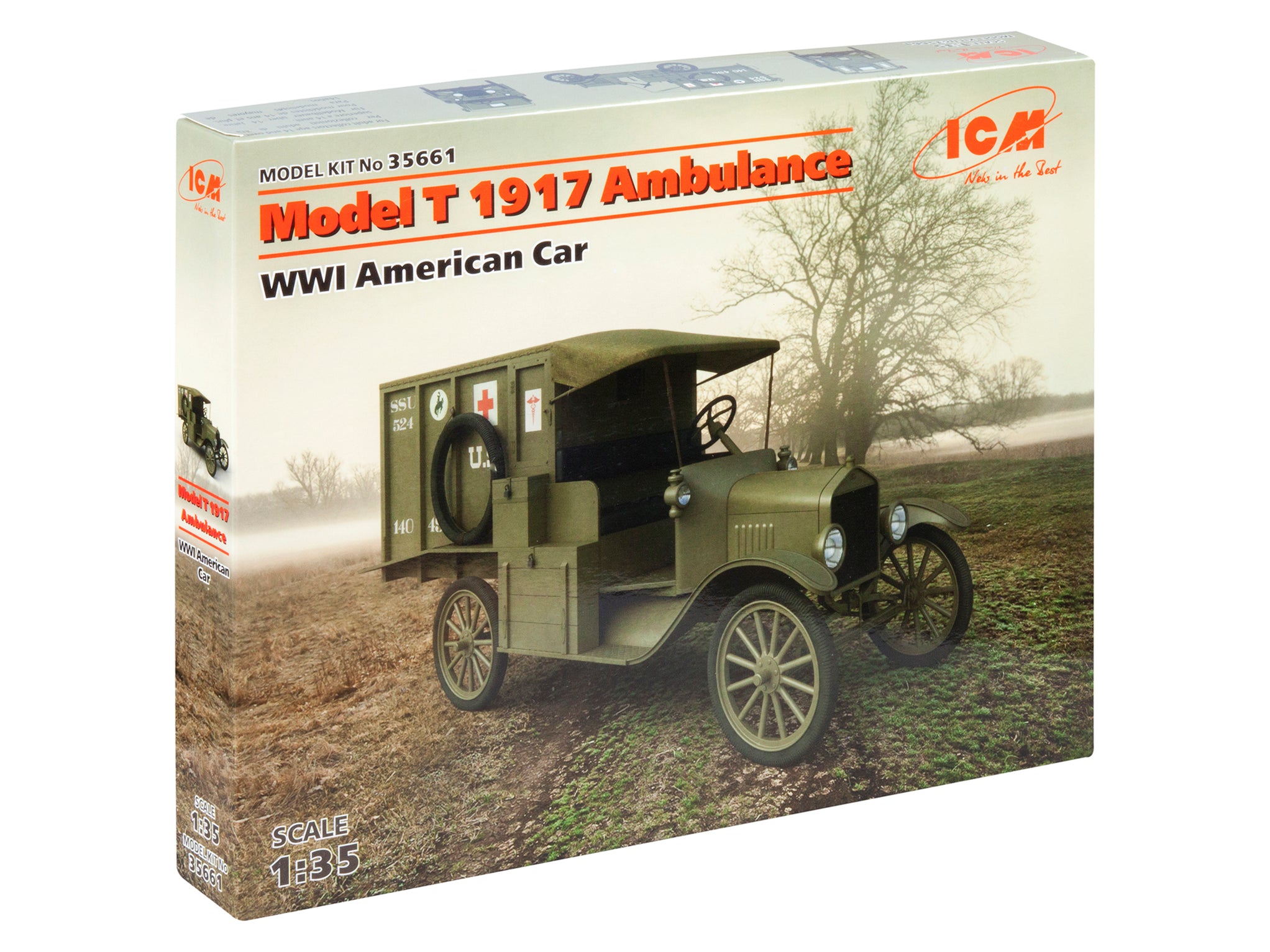 ICM Models 35661 1/35 Model T 1917 Ambulance WWI American Car Model Ki ...