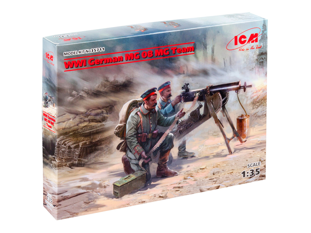 ICM Models 35711 1/35 WWI German MG 08 Machine Gun with Figures Model ...