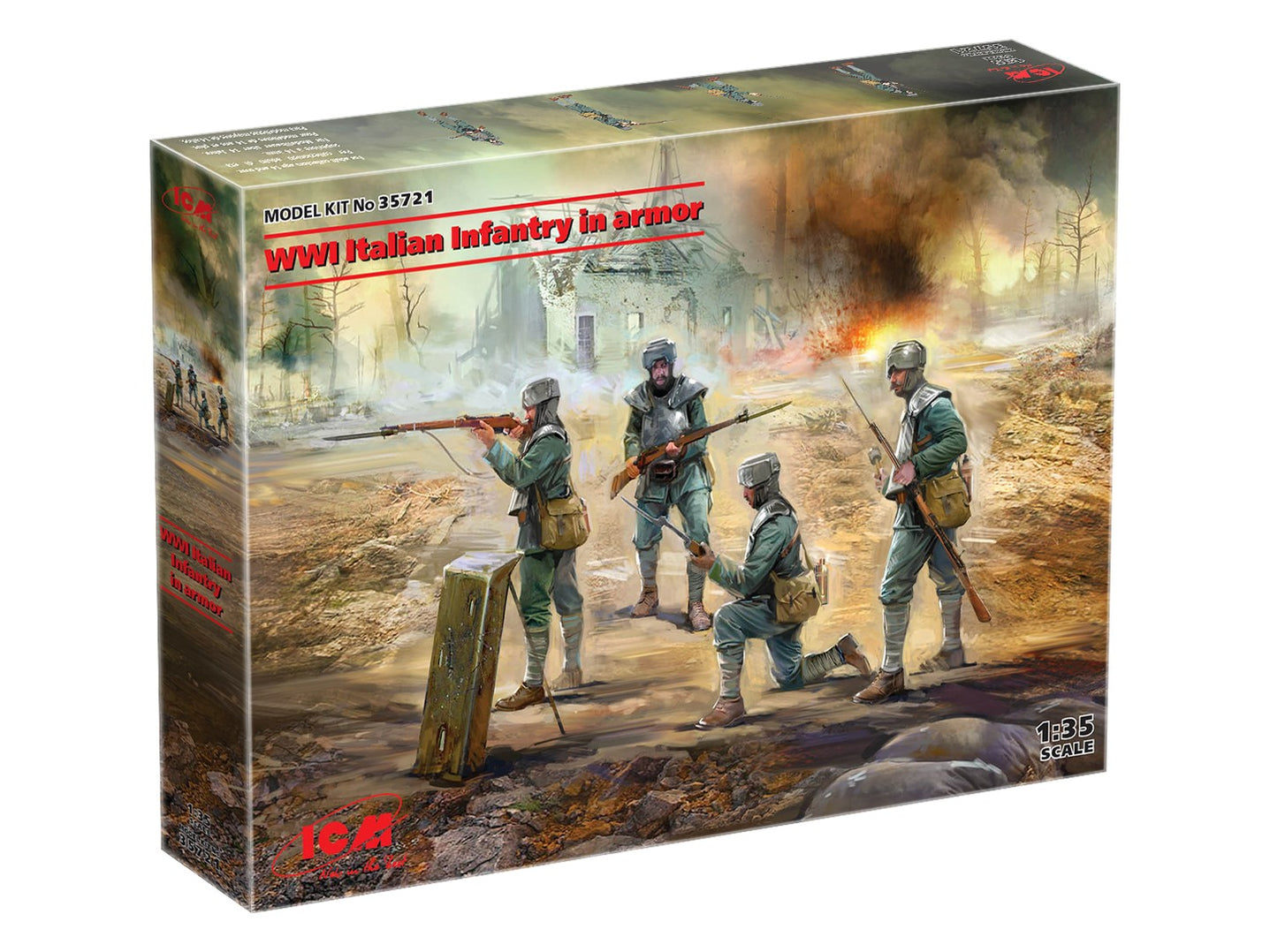 ICM Models 35721 1/35 WWI Italian Infantry in Armor Figures Model Kit ...