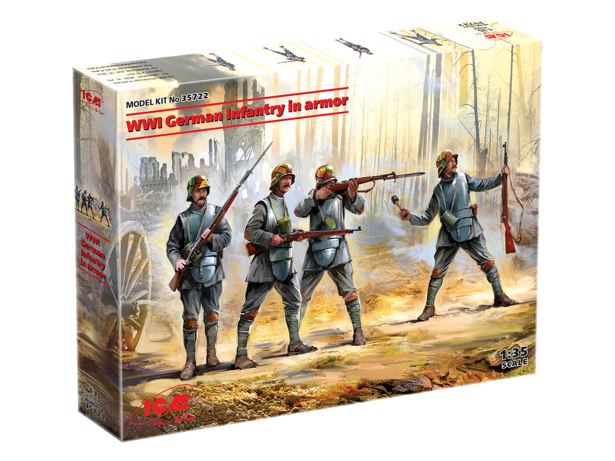 ICM Models 35722 1/35 WWI German Infantry in Armor Figures Model Kit — White Rose Hobbies