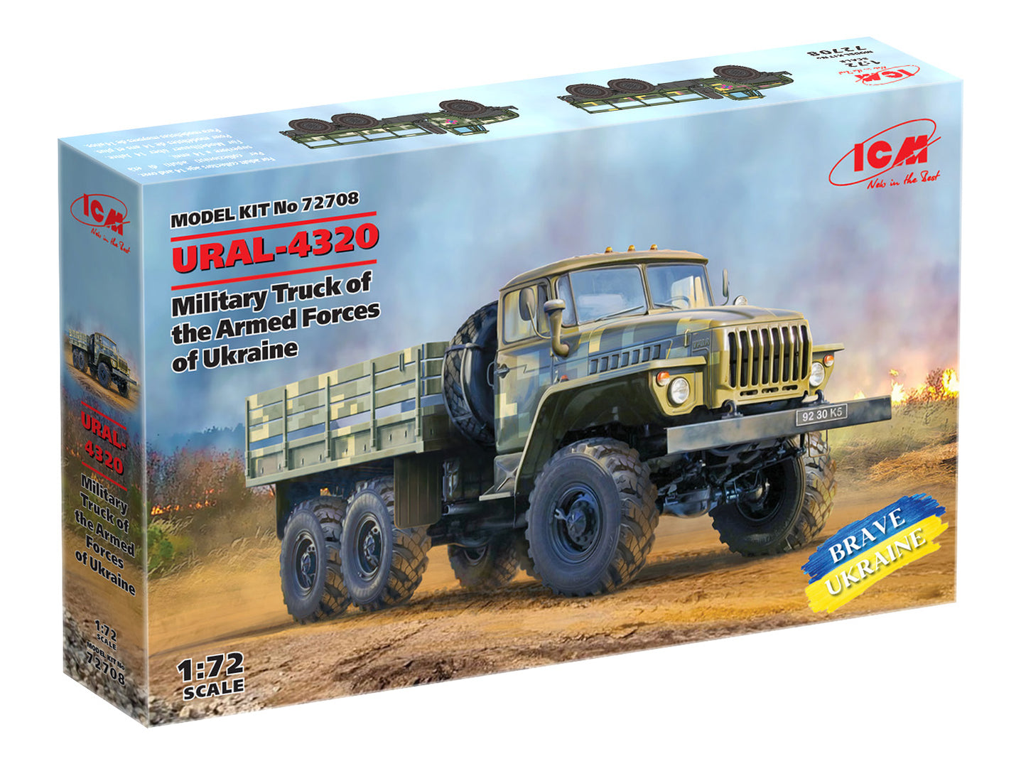 ICM Models 72708 1/72 URAL 4320 Military Truck Ukraine Model Kit — White Rose Hobbies
