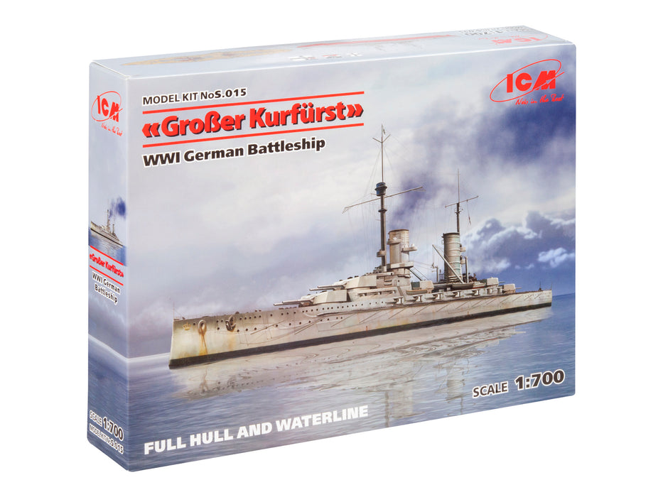 ICM Models S.015 1/700 WWI German Großer Kurfürst Battleship (full hul ...