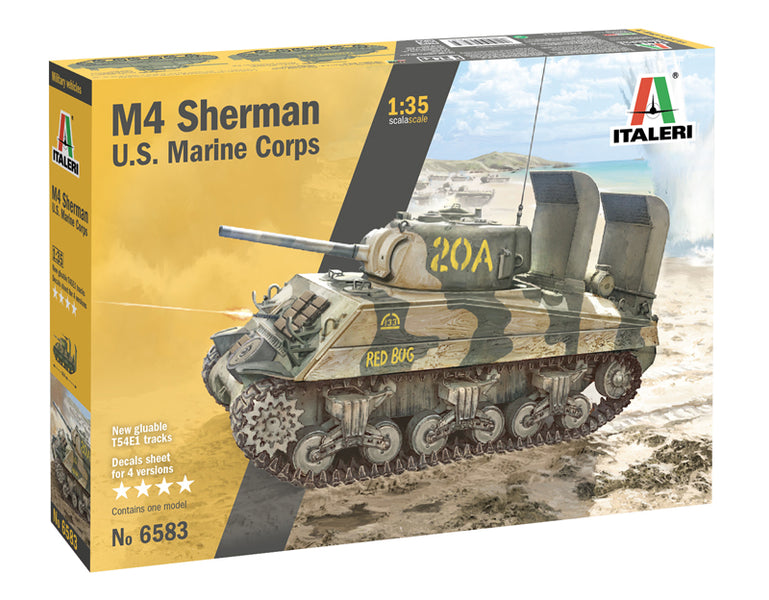 Italeri 6583 1/35 M4 Sherman US Marine Corps Model Kit — White Rose Hobbies