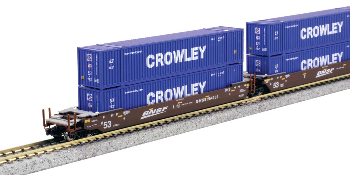 Kato 106-6182 N Scale Maxi-IV Well 3 Car Set BNSF 254353 with Crowley — White Rose Hobbies
