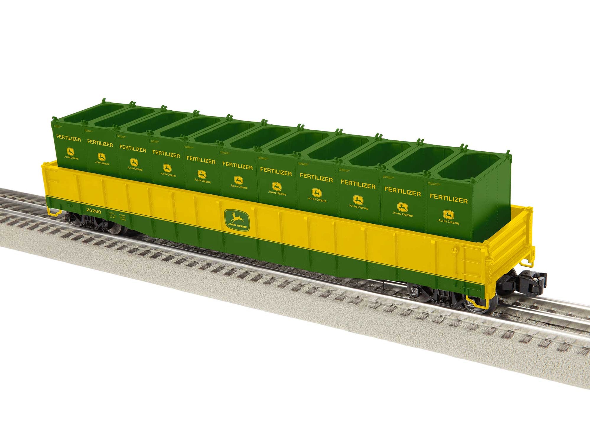 Lionel 2426280 O Gauge PS-5 Gondola John Deere with Containers — White ...