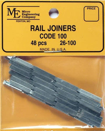 Micro Engineering 26-100 Code 100 Rail Joiners 48 Pack — White Rose Hobbies