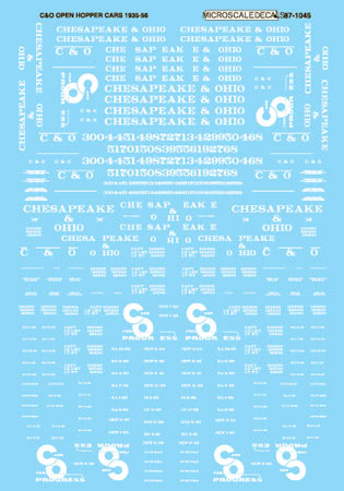 Microscale Decals 87-1045 HO Scale Chesapeake & Ohio C&O Open Coal Hop ...