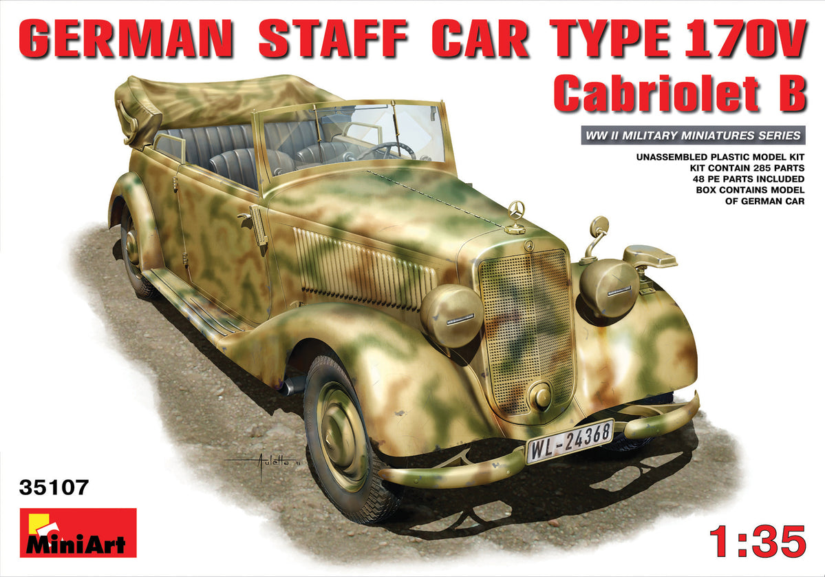 MiniArt 35107 1/35 German Staff Car Type 170V Cabriolet B. Model Kit ...