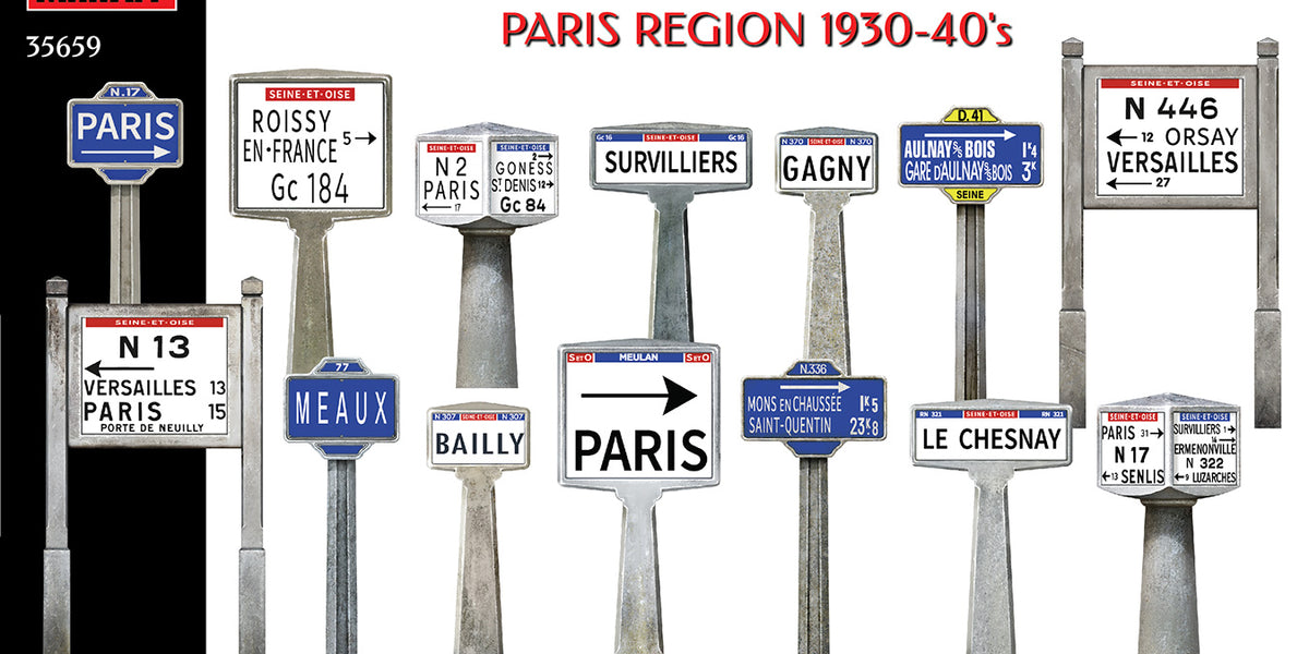 MiniArt 35659 1/35 French Concrete Road Signs Paris Region 1930-40s Mo ...