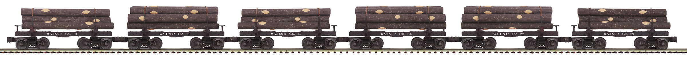 MTH Premier 20-92335 O Scale Skeleton Log Cars with Log Load 6 Pack ...