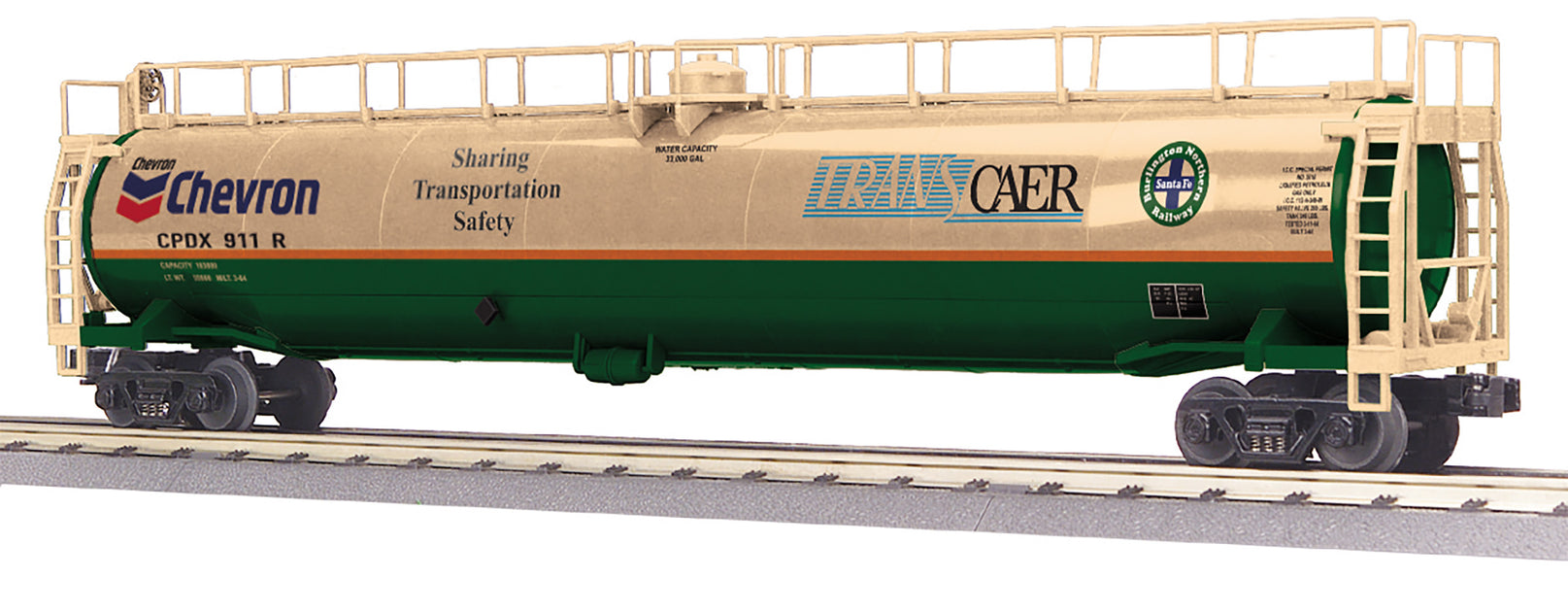 MTH Railking 30-73632 O Gauge 33K Gallon Tank Car BNSF Chevron Safety ...