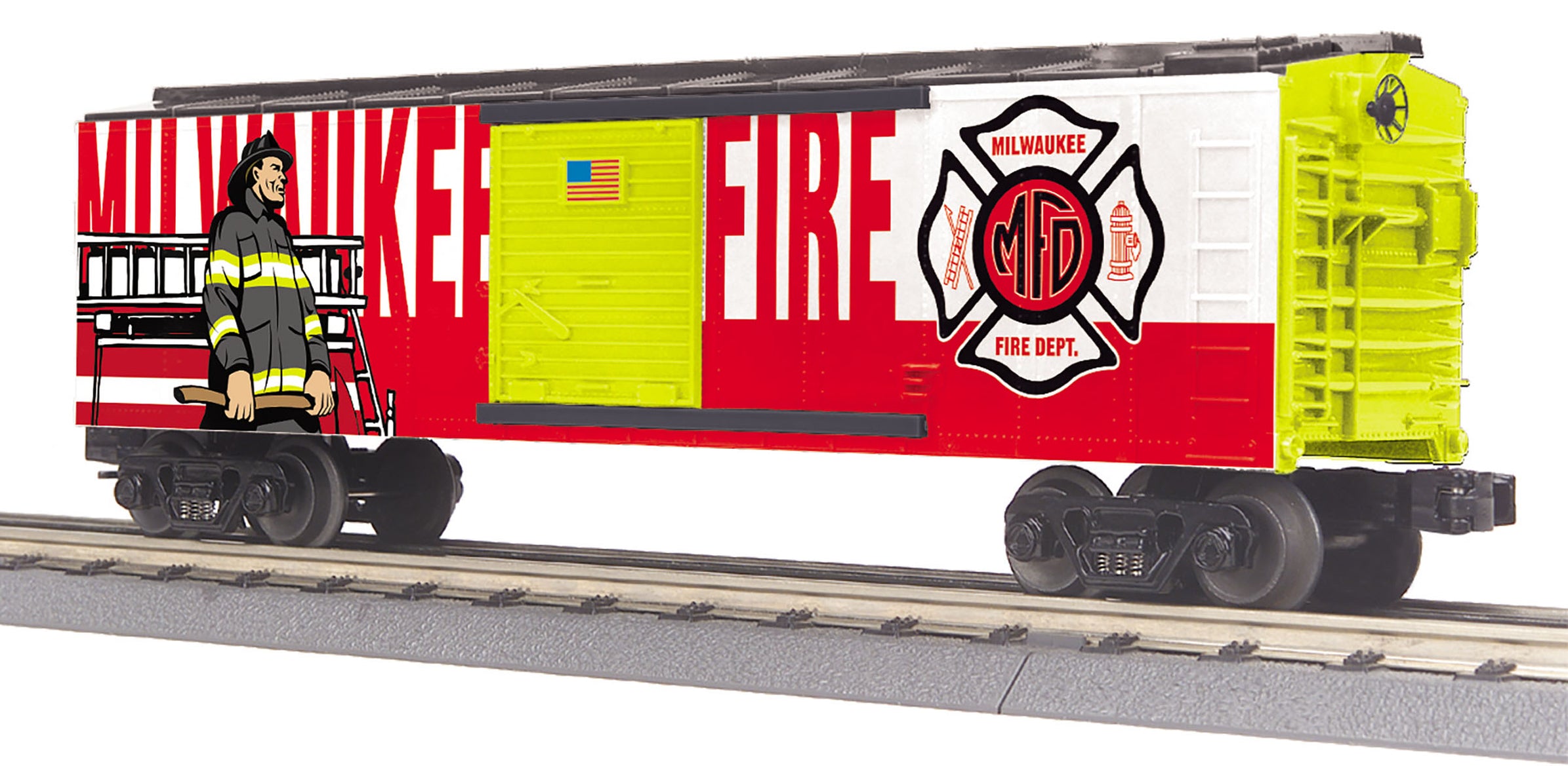 MTH RailKing 30-74996 O Gauge Boxcar Milwaukee Fire Department — White ...
