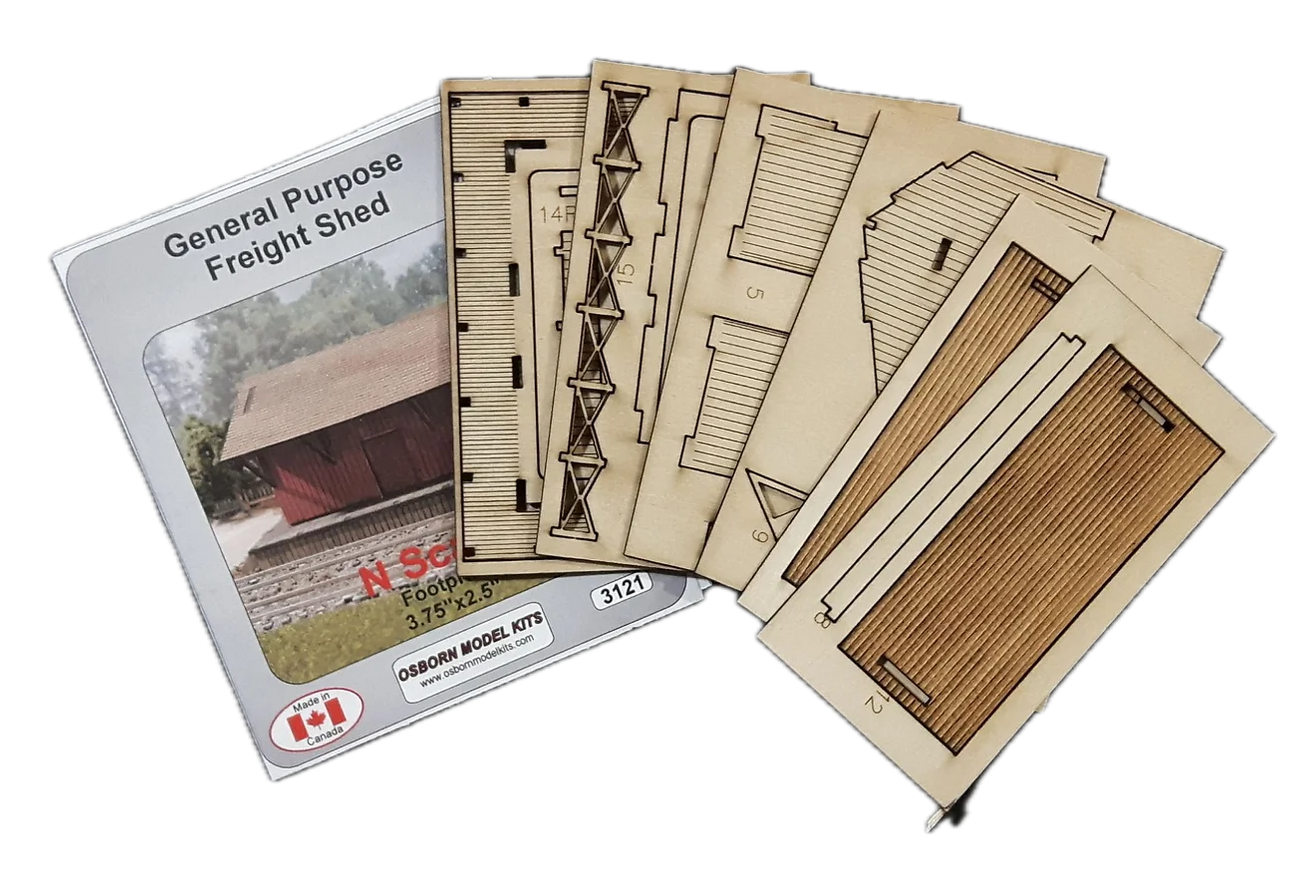 Osborn Model Kits 3121 N Scale General Purpose Freight Shed Kit — White ...