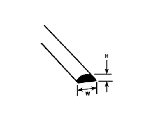 Plastruct Model Parts 90883 MRH-100 Half-Round Rod, .100 (10 Pack ...