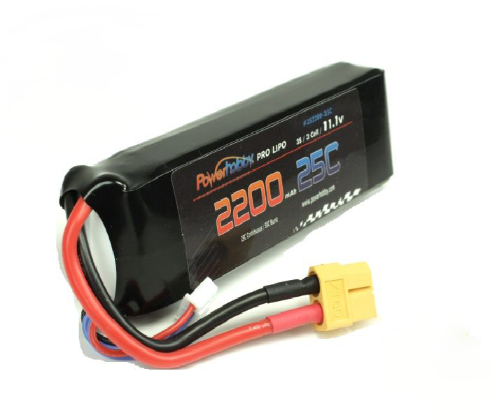 Powerhobby 3S 11.1V 2200mAh 25C Lipo Battery Pack with XT60 Plug — White Rose Hobbies