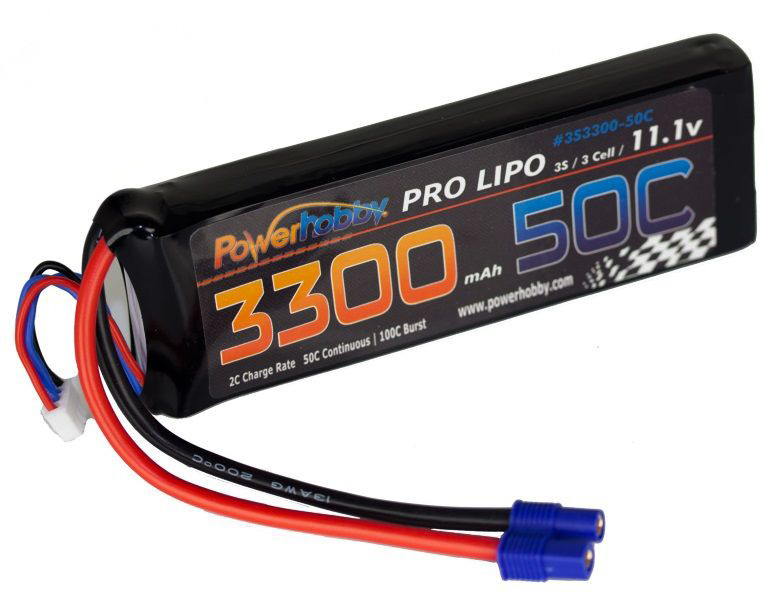 Powerhobby 3S 11.1V 3300mAh 50C Lipo Battery Pack with EC3 Plug — White Rose Hobbies