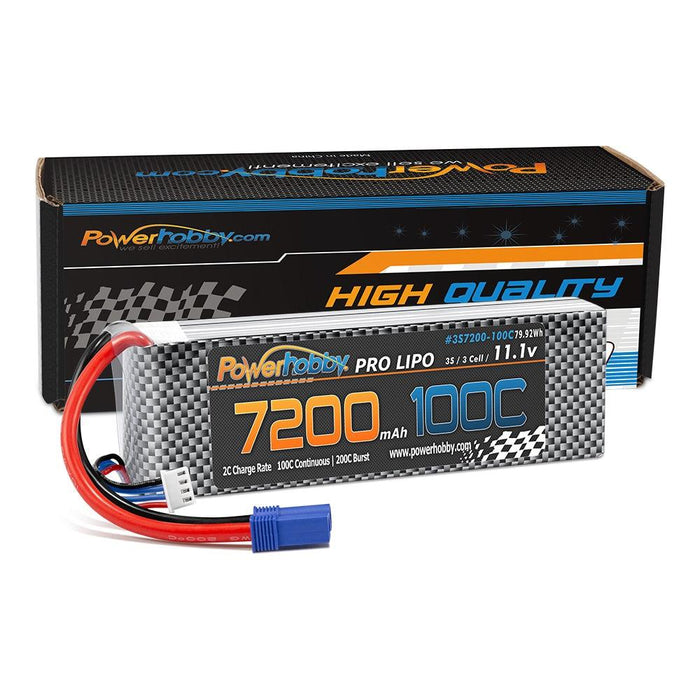 Powerhobby 3S 11.1V 7200mAh 100C Lipo Battery Pack with EC5 Plug — White Rose Hobbies