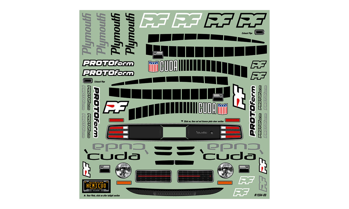 PROTOForm 159400 1/10 Plymouth Barracuda Clear Body for VTA Car — White ...