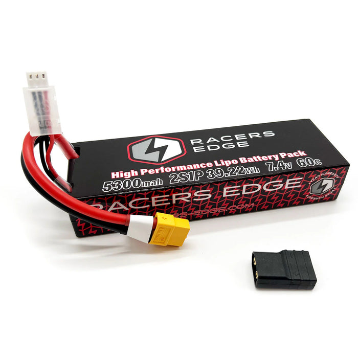 Racers Edge 5300mAh 2S 7.4V 60C Hard Case Lipo Battery, XT60 Plug with ...