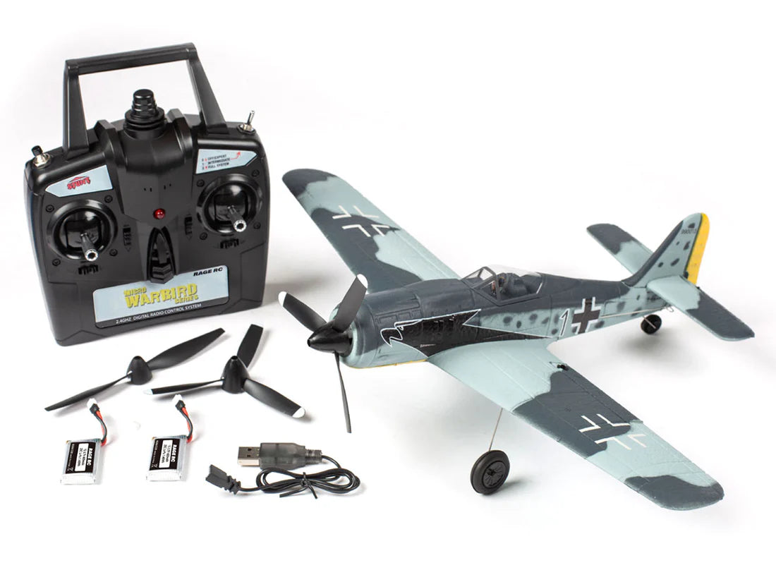 Rage RC A1308 Focke-Wulf Fw 190 Micro RTF Airplane with PASS — White ...