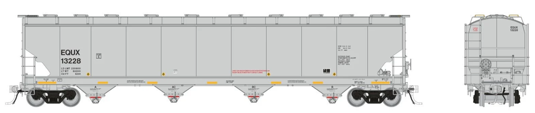 Rapido Trains 136006 HO Trinity 6241 Covered Hopper: EQUX (Equistar Ch ...