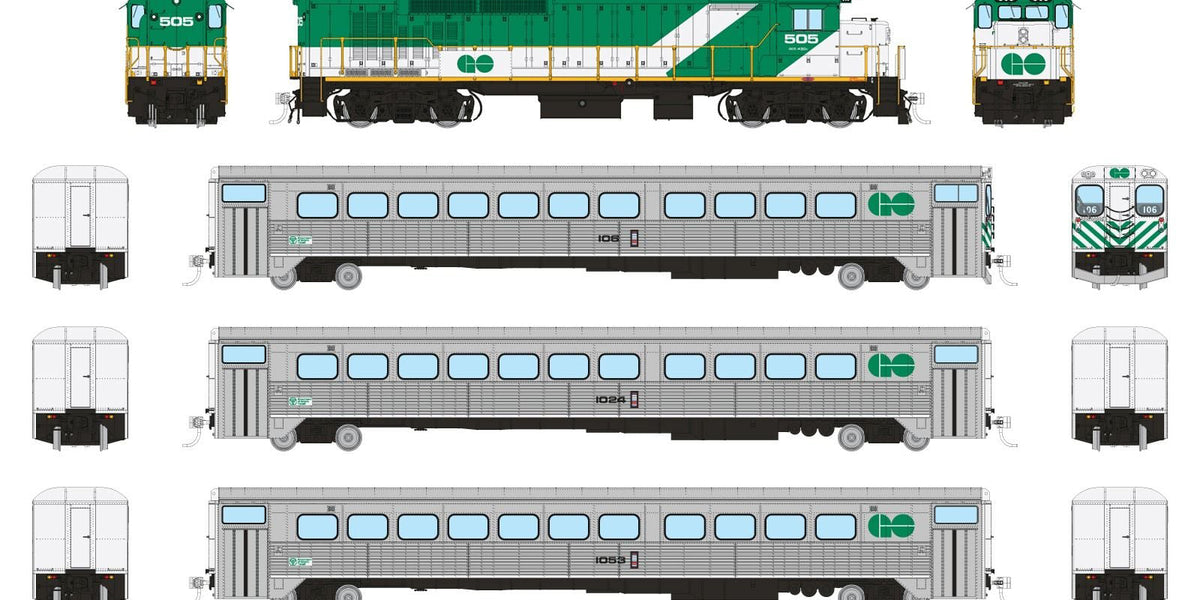 Rapido Trains 226006 HO Scale GO Transit "Early" Passenger Train Set ...
